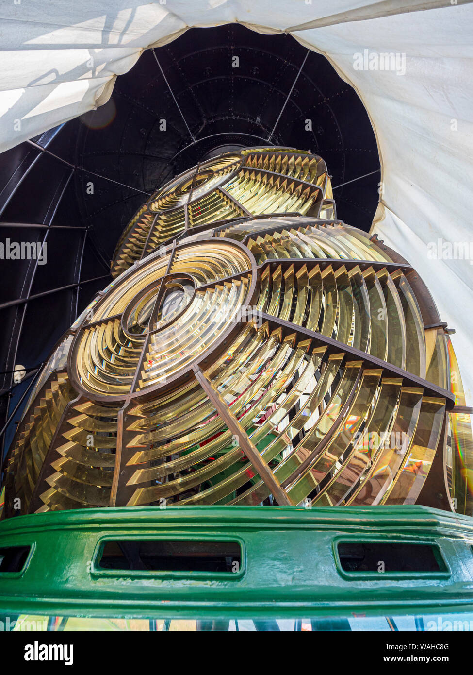 Lens elements inside top of Souter Lighthouse in the village of Marsden ...