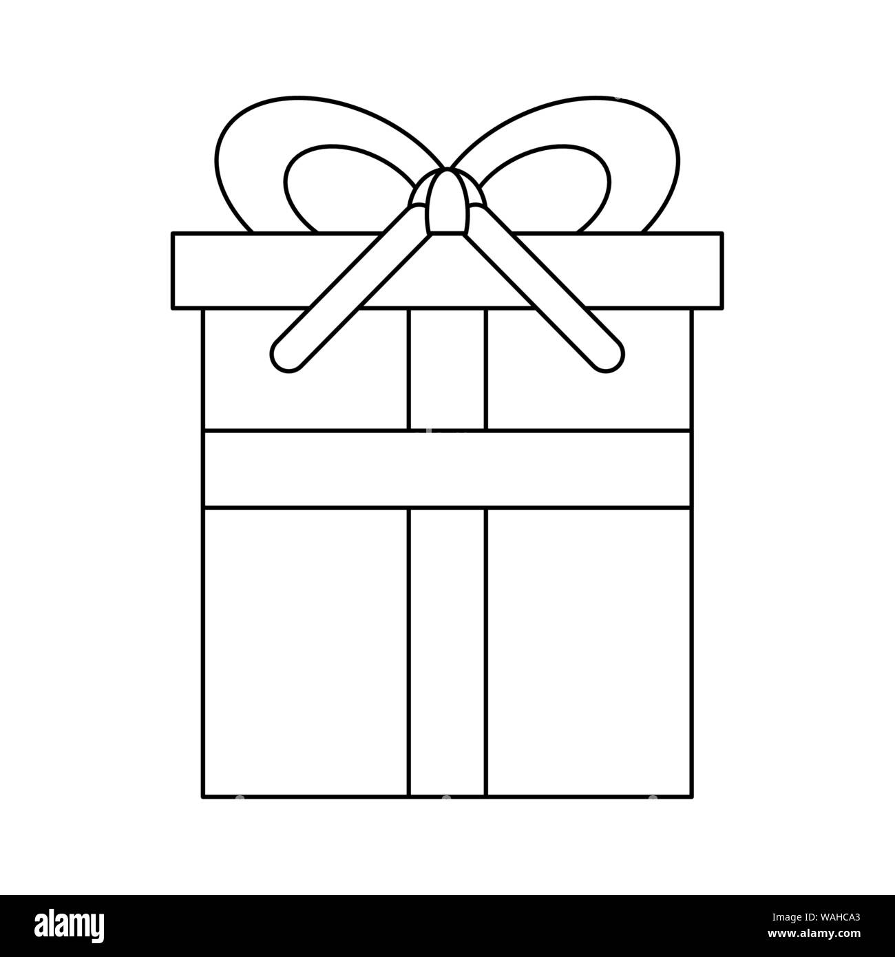 gift present box package cartoon in black and white Stock Vector Image ...