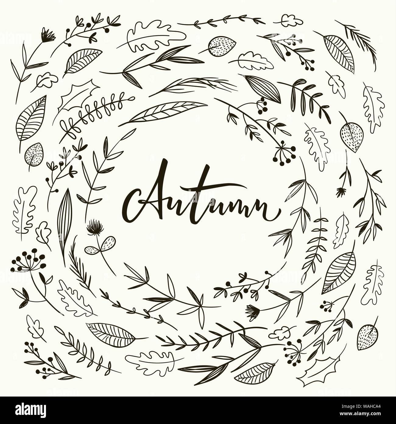 Watercolor lettering autumn design Stock Vector Images - Alamy