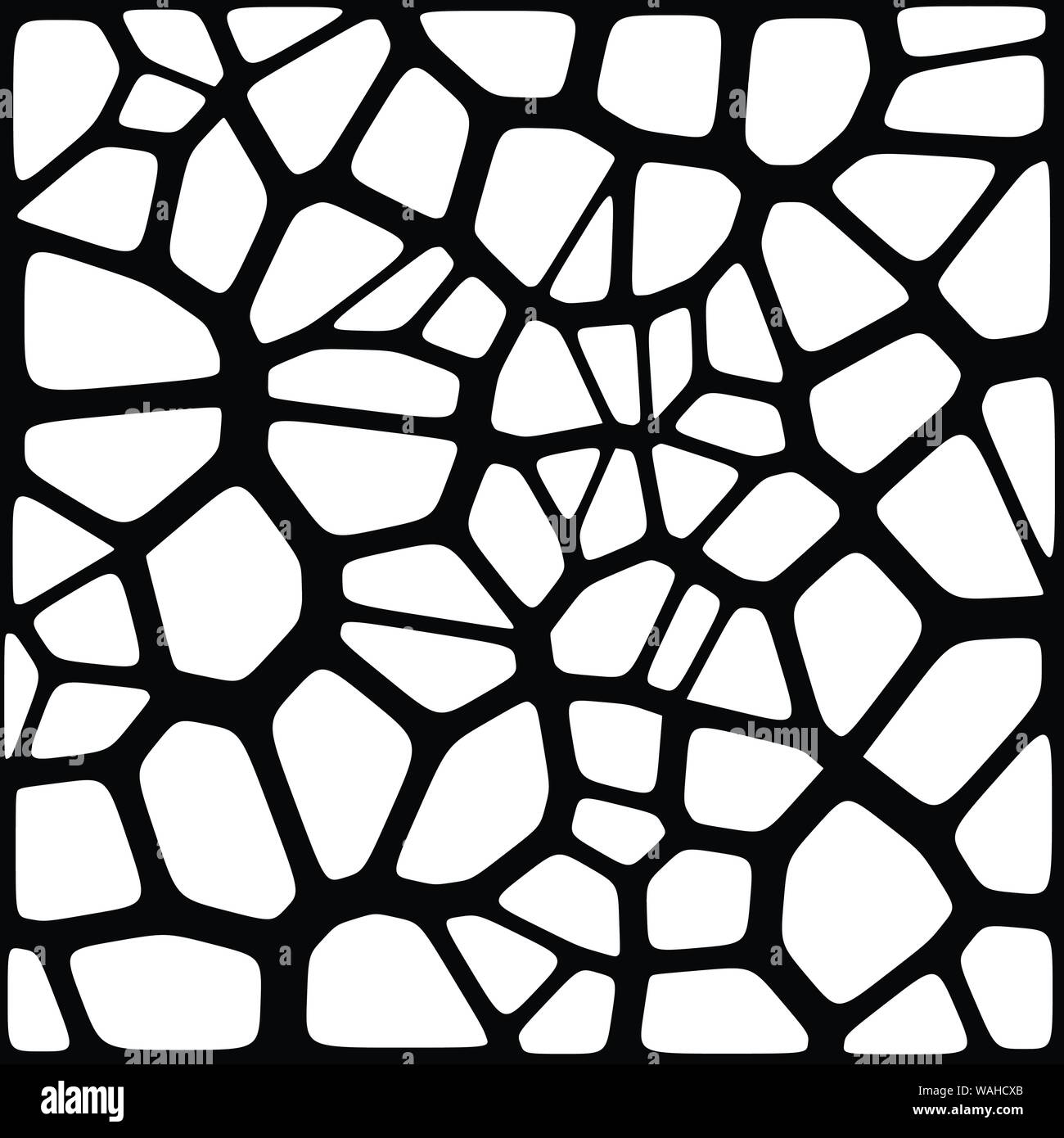 Stained glass colorful voronoi with fillet, vector abstract. Irregular ...