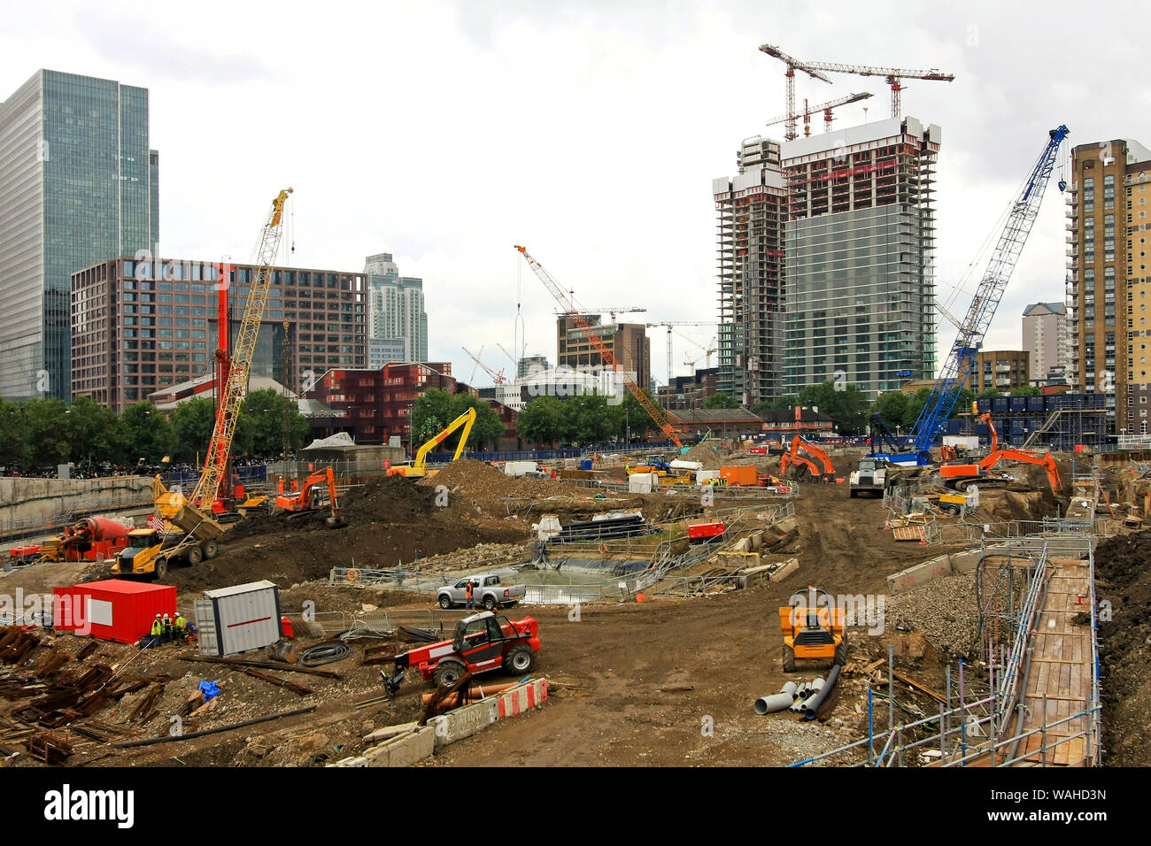 Ground level of new building construction site Stock Photo - Alamy