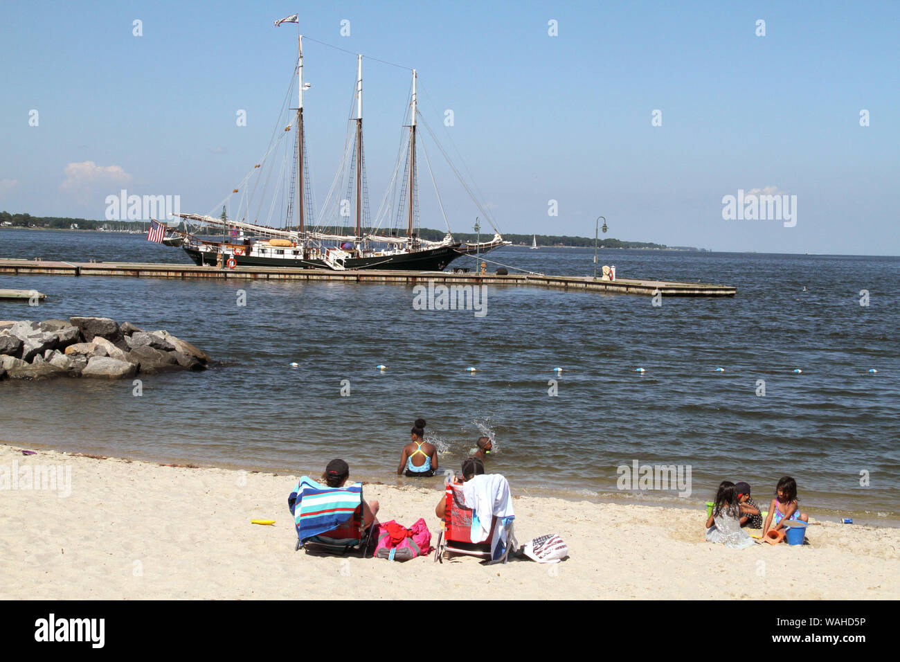 People on the beach in Yorktown, VA, USA Stock Photo - Alamy