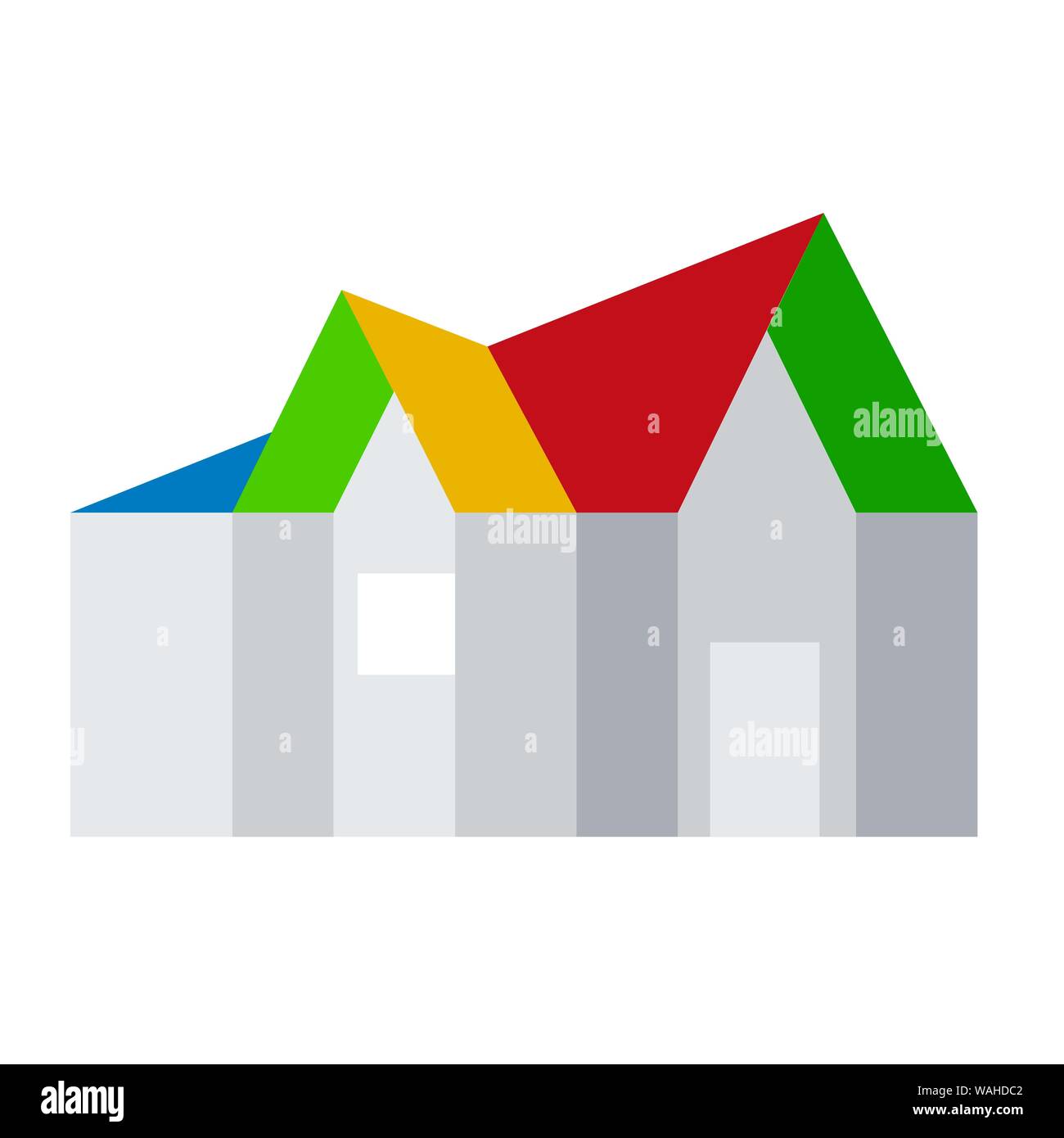 Vector illustration. Colored home icon in rectangular and flat style ...