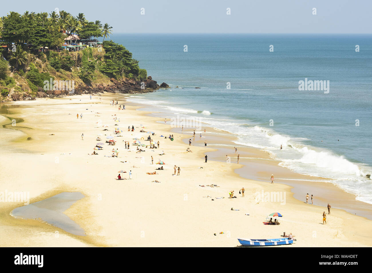 View from above, Stunning aerial view of a beach with colourful beach ...