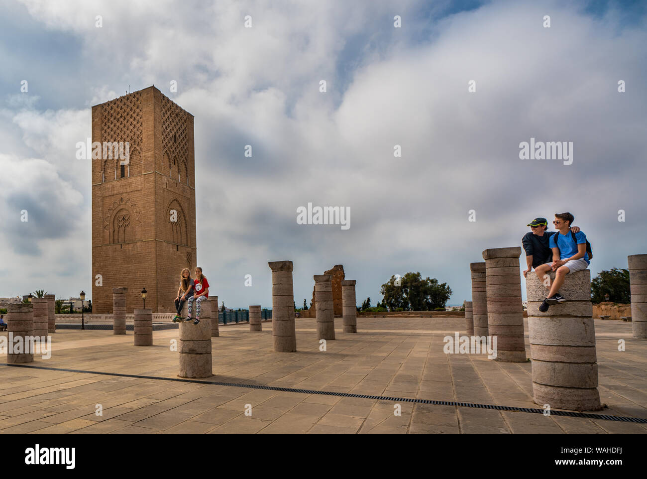Family posing at Tour Hassan, Rabat, Morocco Stock Photo - Alamy