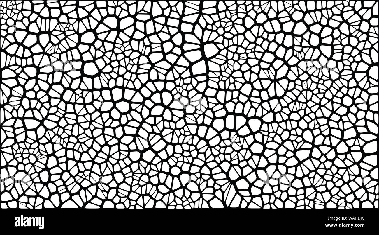 Stained glass colorful voronoi with fillet, vector abstract. Irregular ...