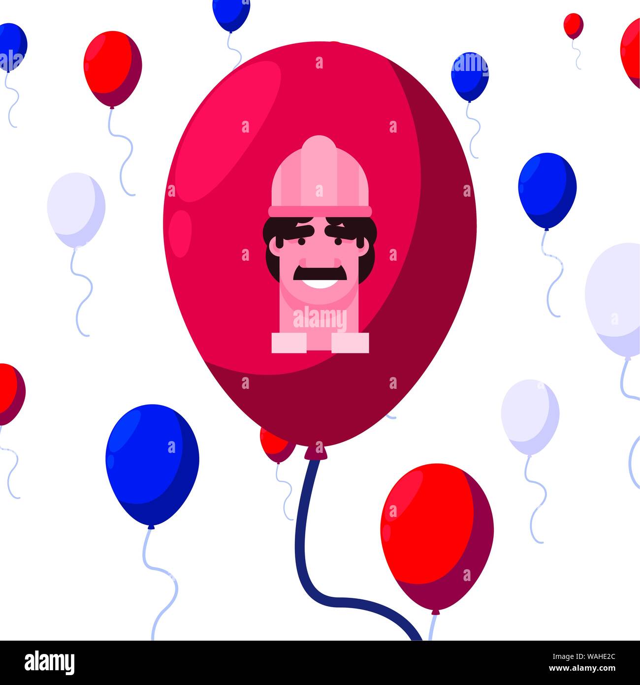 happy labor day - worker face balloons celebration vector illustration ...