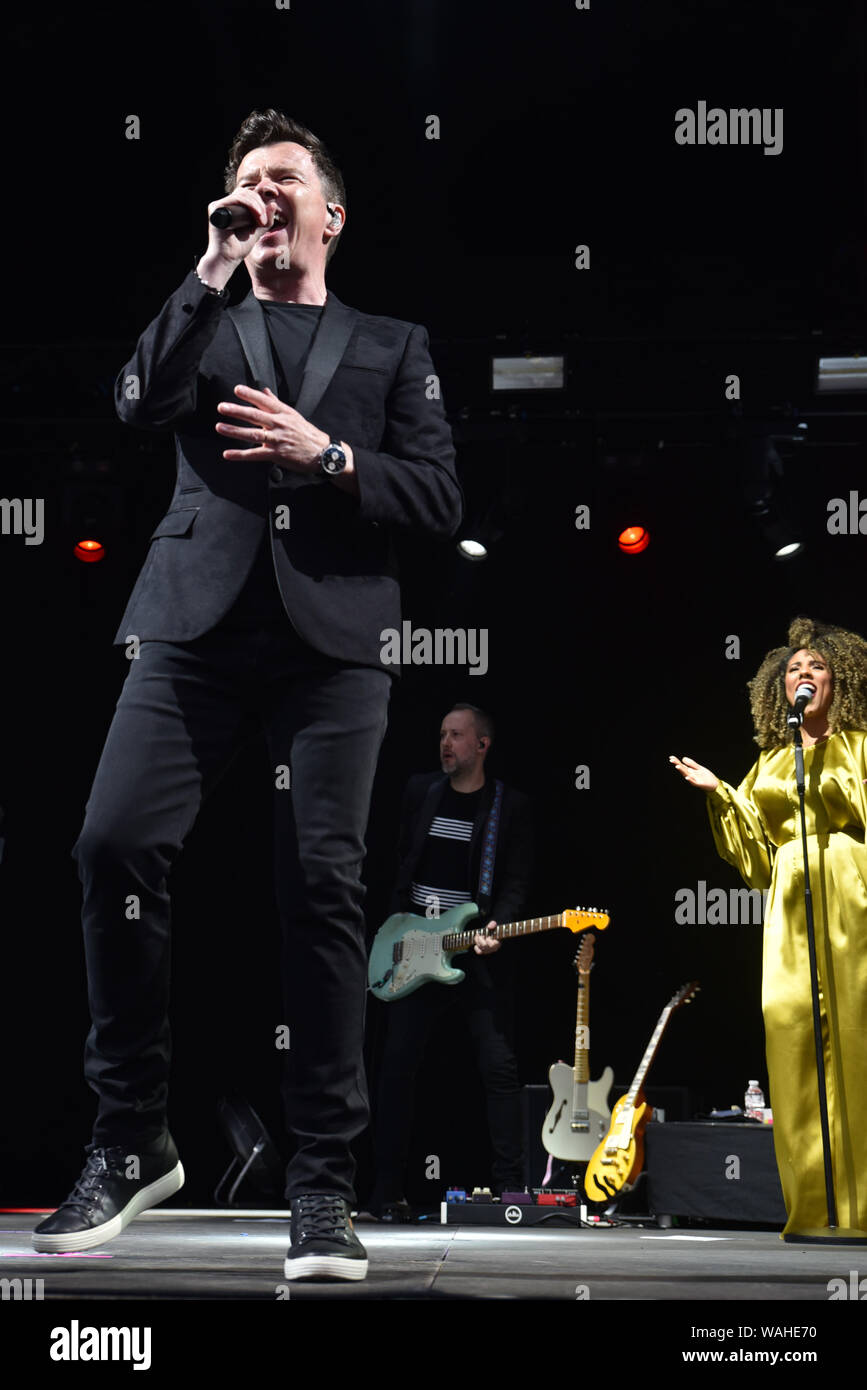 80's pop star Rick Astley performing at Haydock Park Racecourse ...