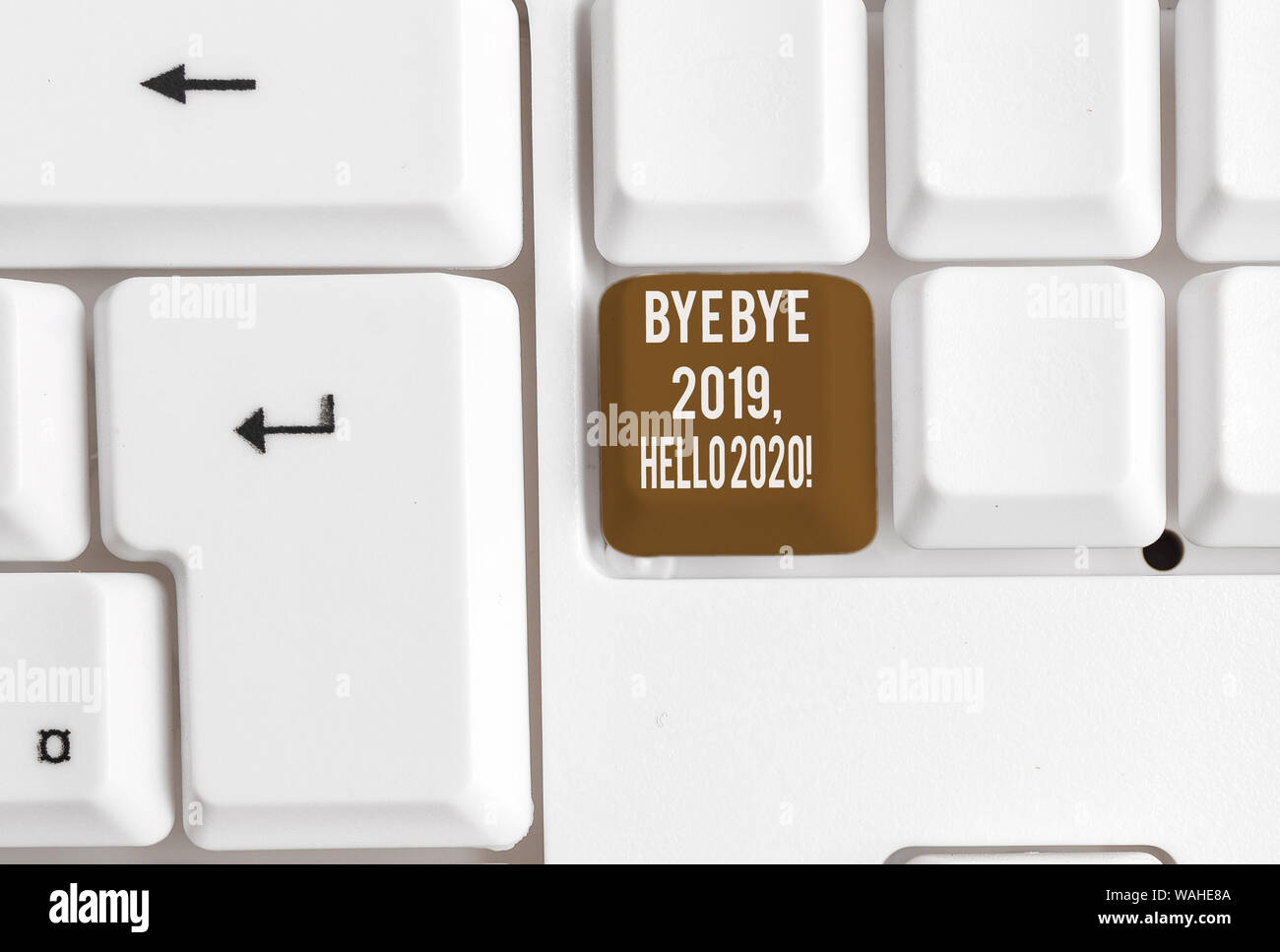 Writing note showing Bye Bye 2019 Hello 2020. Business concept for ...