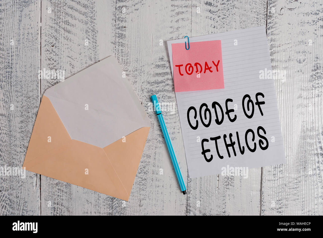 Writing note showing Code Of Ethics. Business concept for basic guide ...
