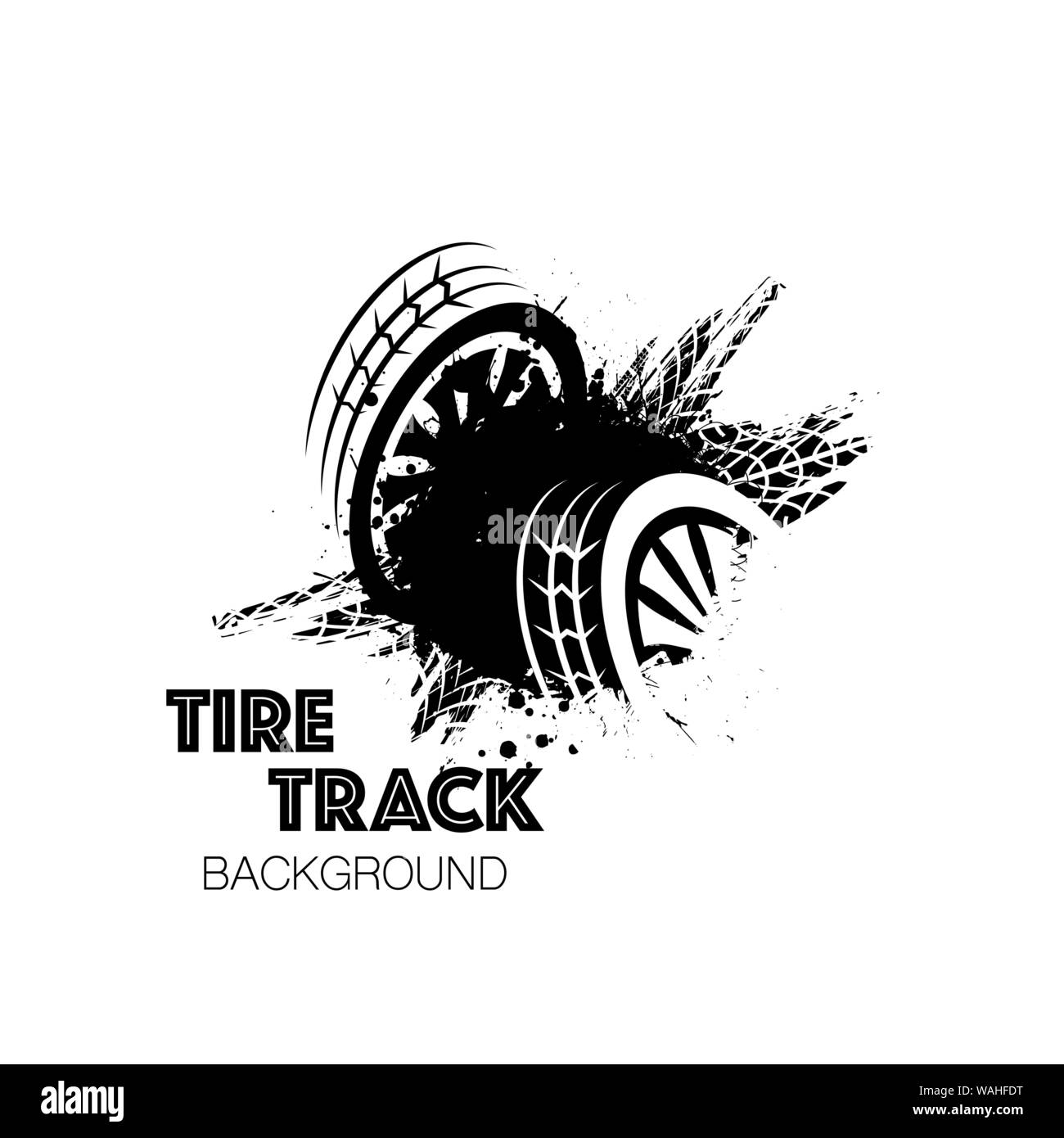 Black tire track and wheel grunge splash with sample text Stock Vector ...
