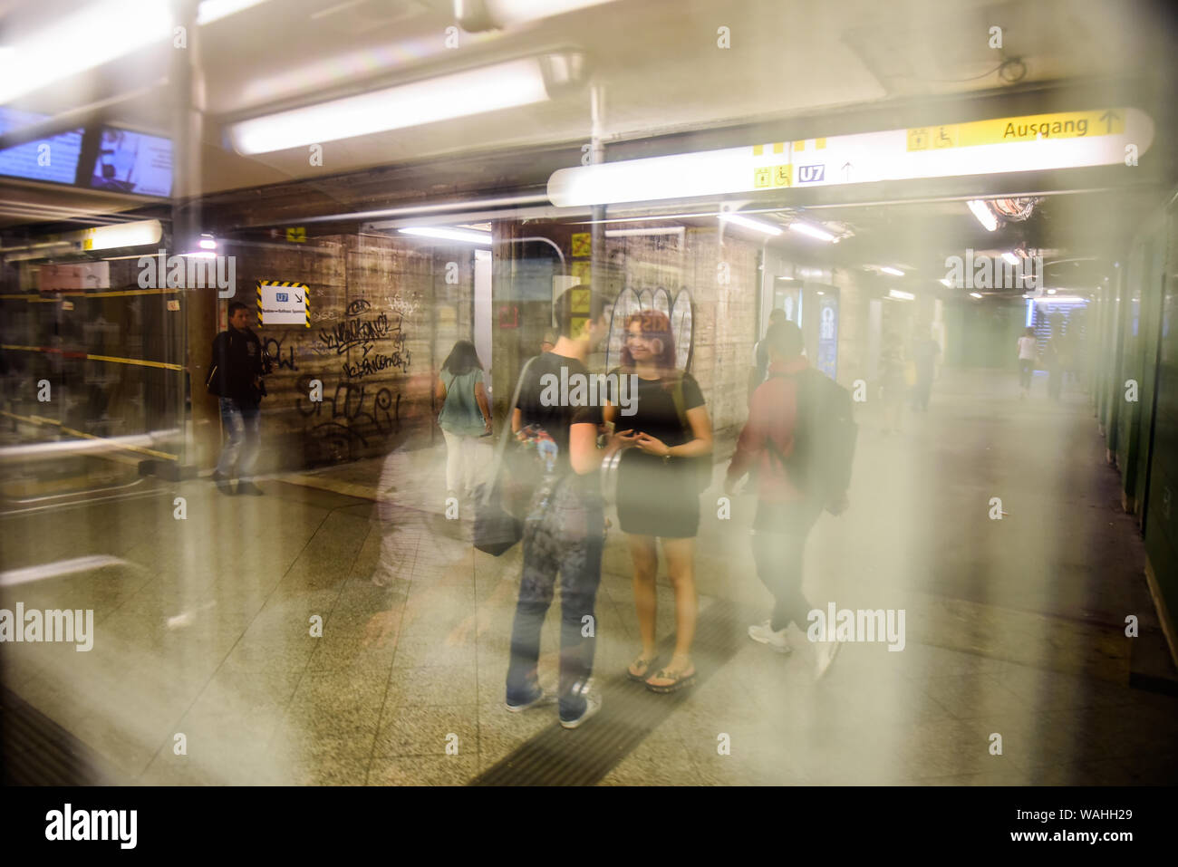 People at the U2 line subway network in the City Centre, Berlin Stock ...
