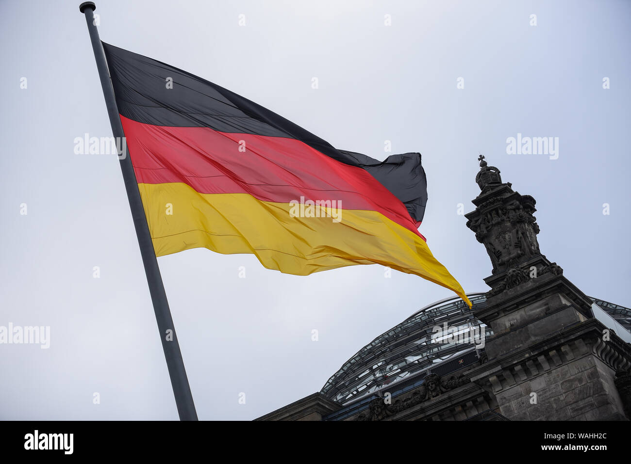 A Germany flag at the Reichstag Building or the German Federal ...