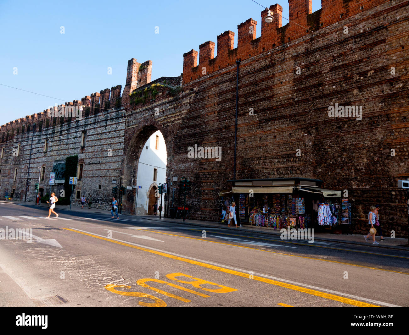 The city walls by the Roman Amphitheatre in the city of Verona in ...