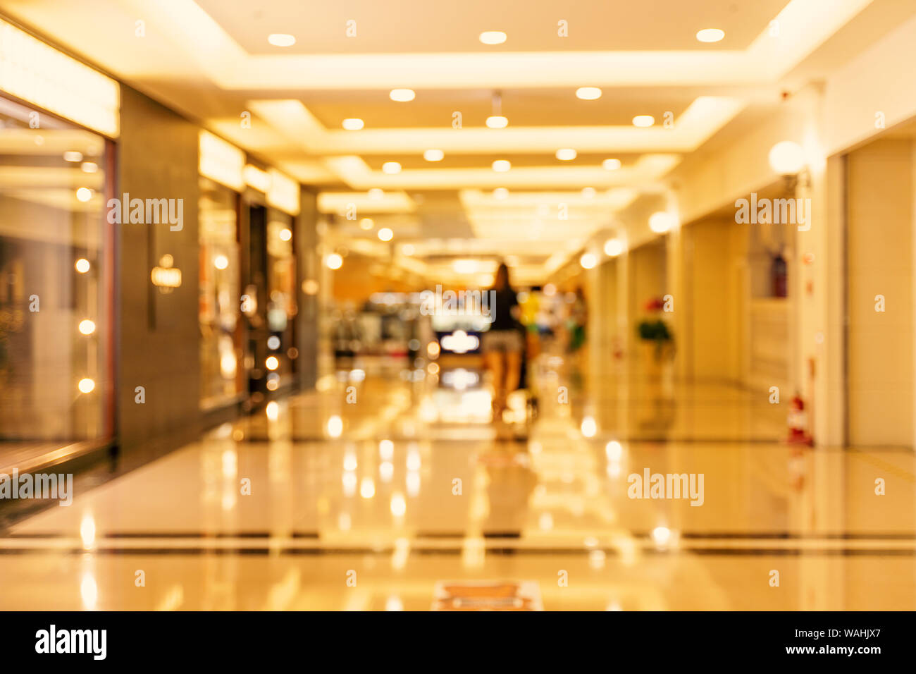 Luxury department store shopping mall interior, abstract defocused blur ...
