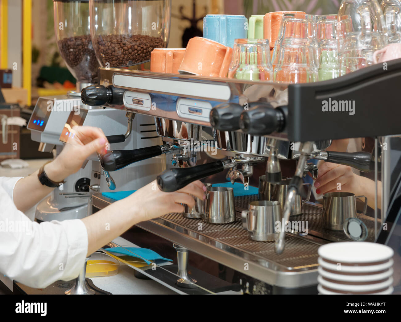 Using a espresso machine hi-res stock photography and images - Alamy