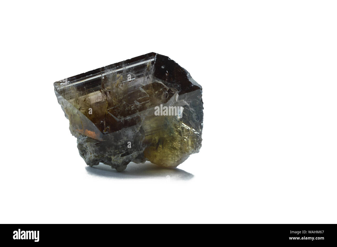 Axinite Crystal with multi color effects, isolated on white background ...