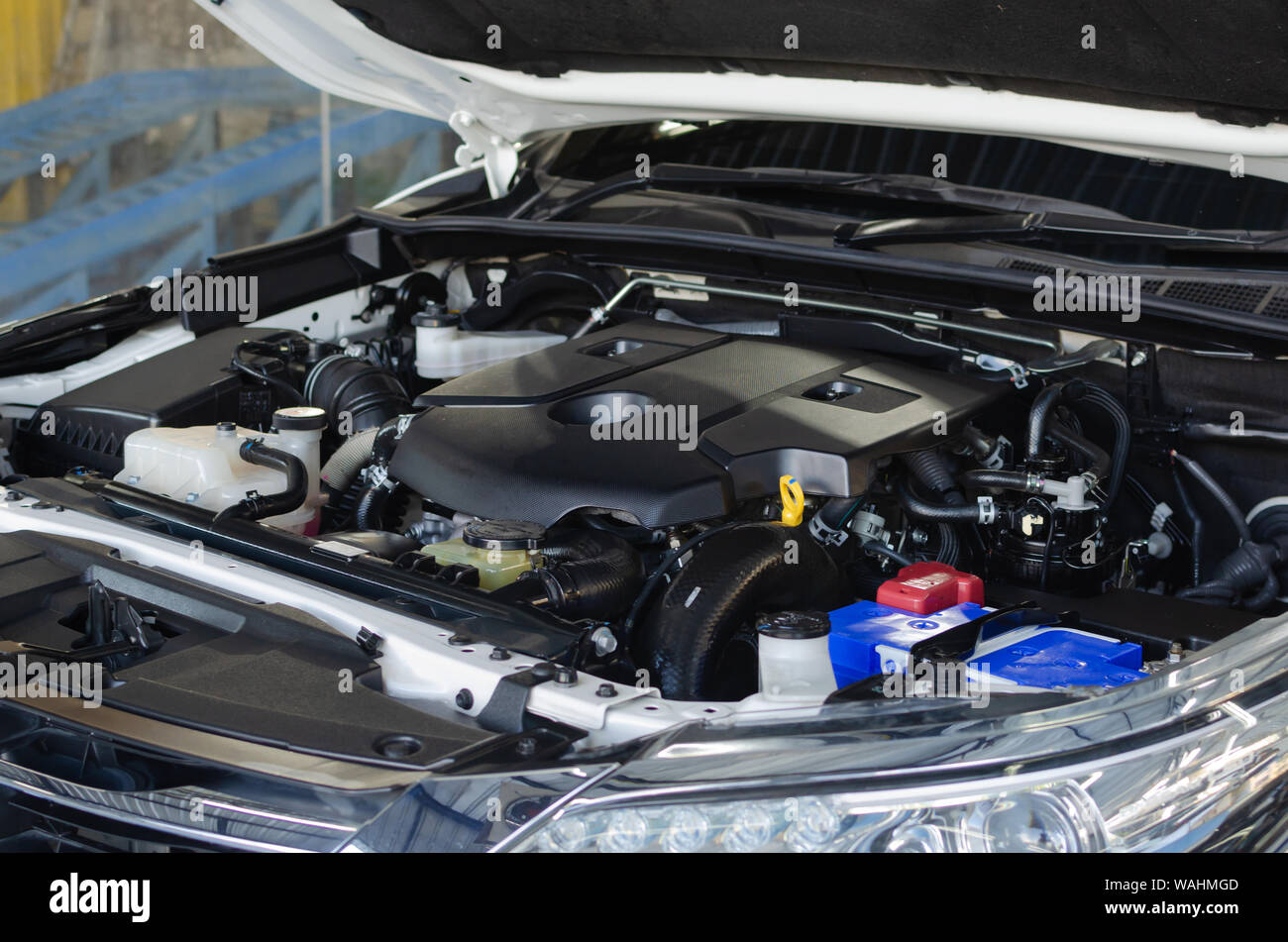 Details of the new engine in the car Stock Photo - Alamy
