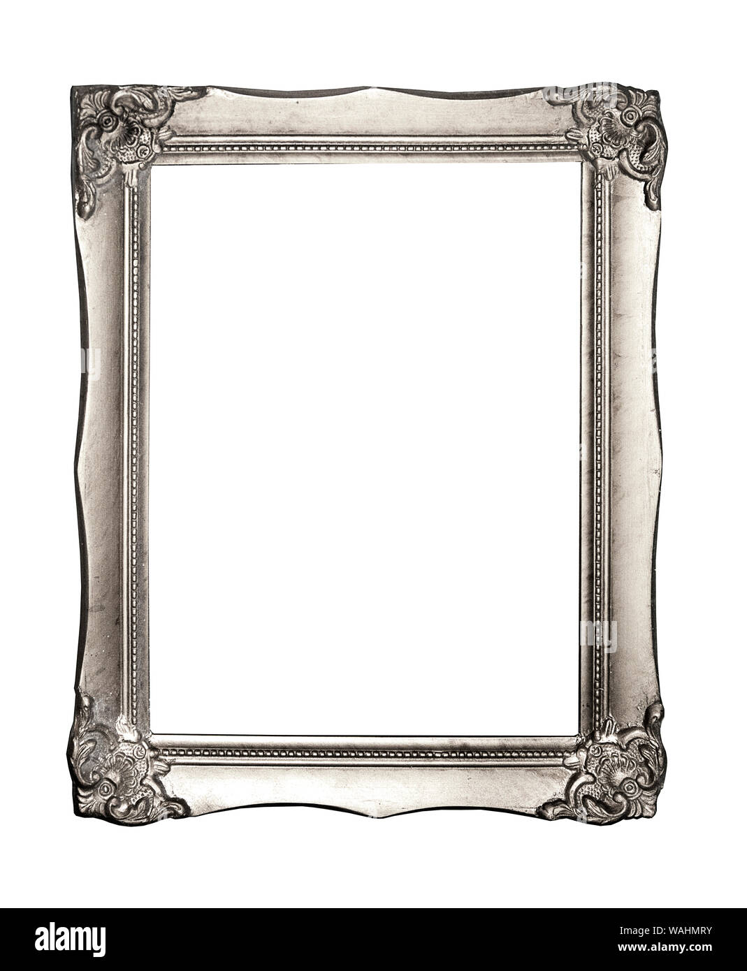 Silver frame isolated on white background Stock Photo - Alamy