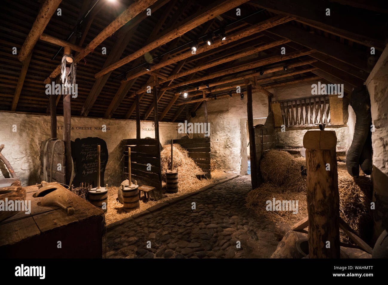 Interior of the barn attached to the rustic home where Robert Burns was ...
