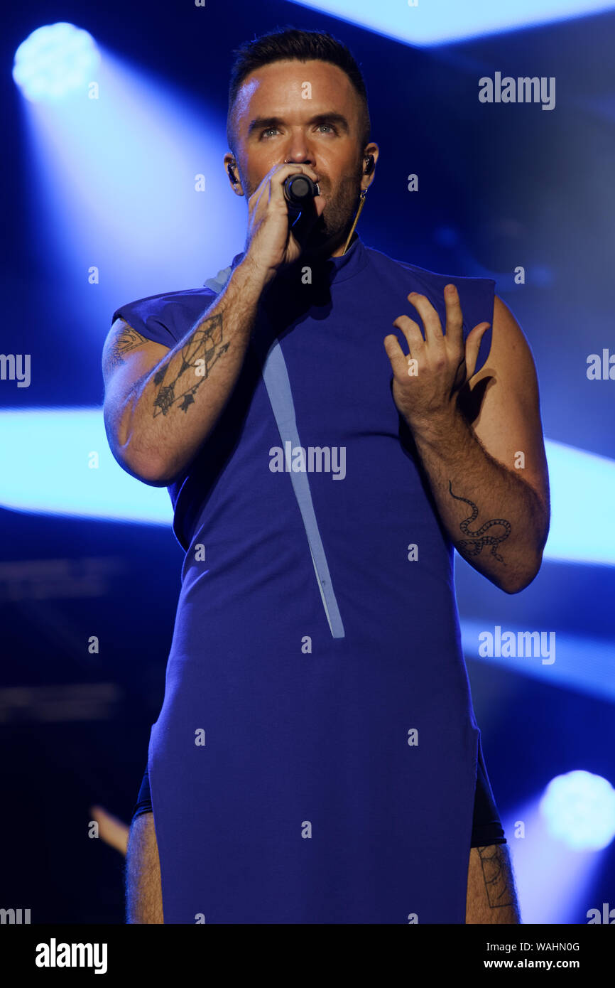 Quebec,Canada. American singer Brian Justin Crum sings on stage at the ...
