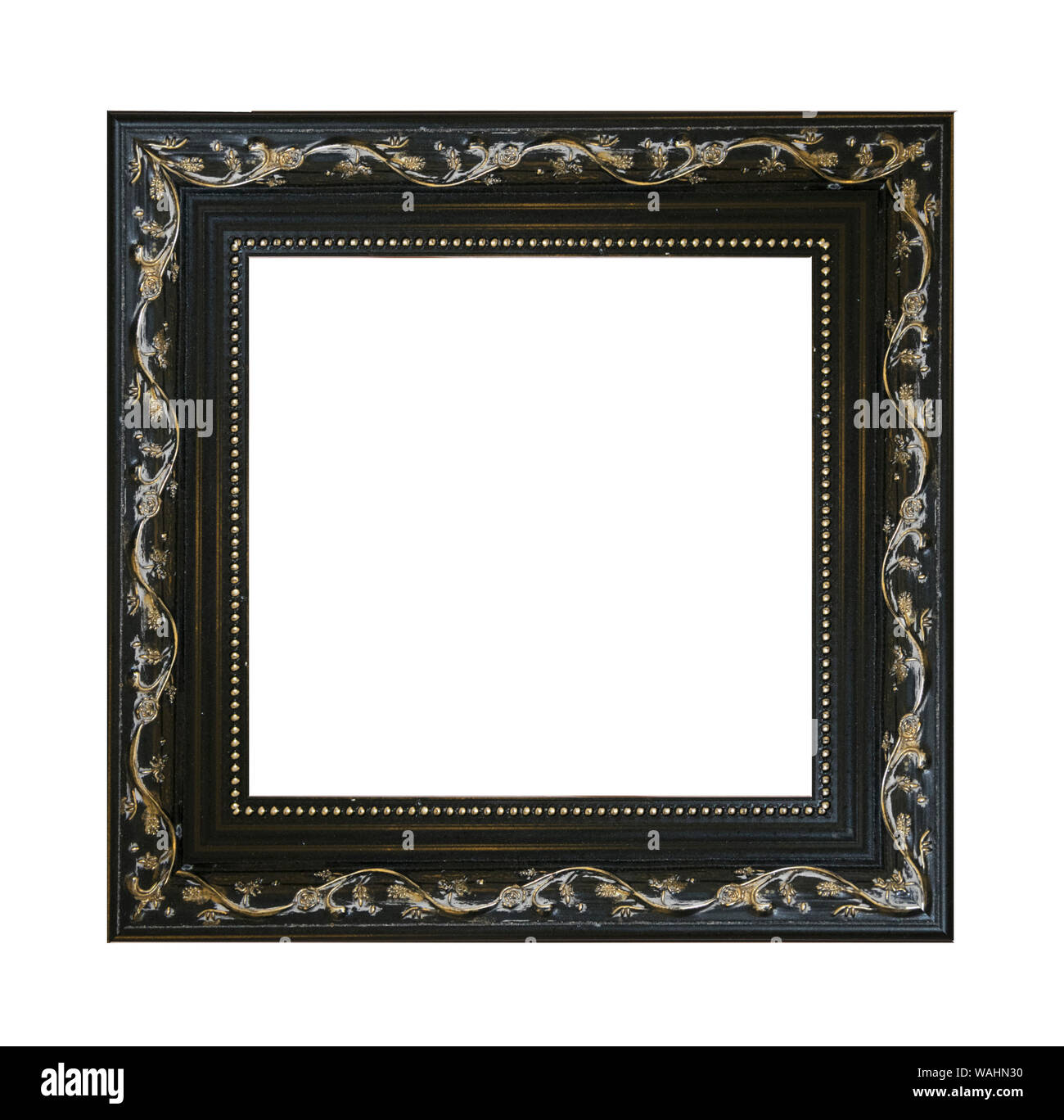 The antique black wood frame on the white background Stock Photo - Alamy