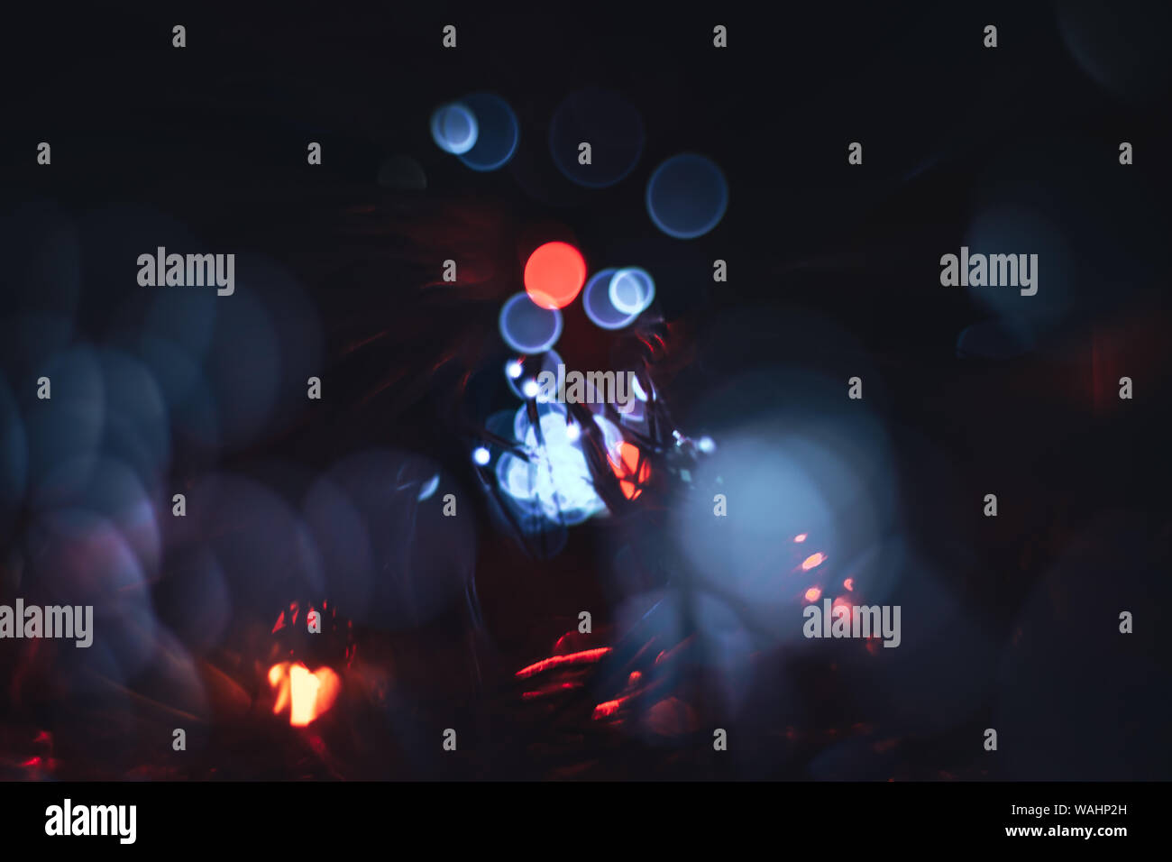 Beautiful abstract blue cold light bokeh and red shine background Stock ...