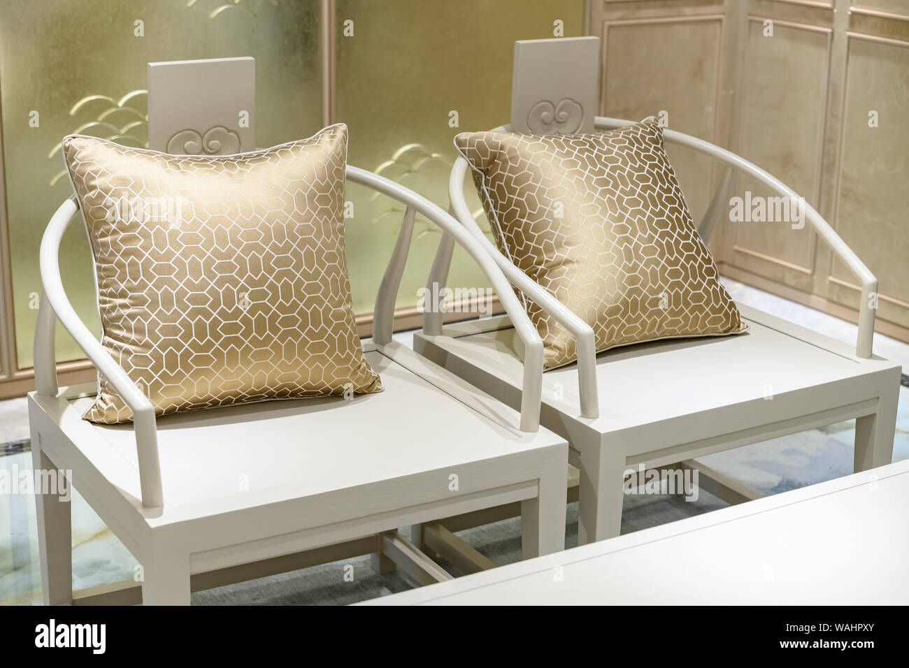 seats with cushions in house Stock Photo - Alamy