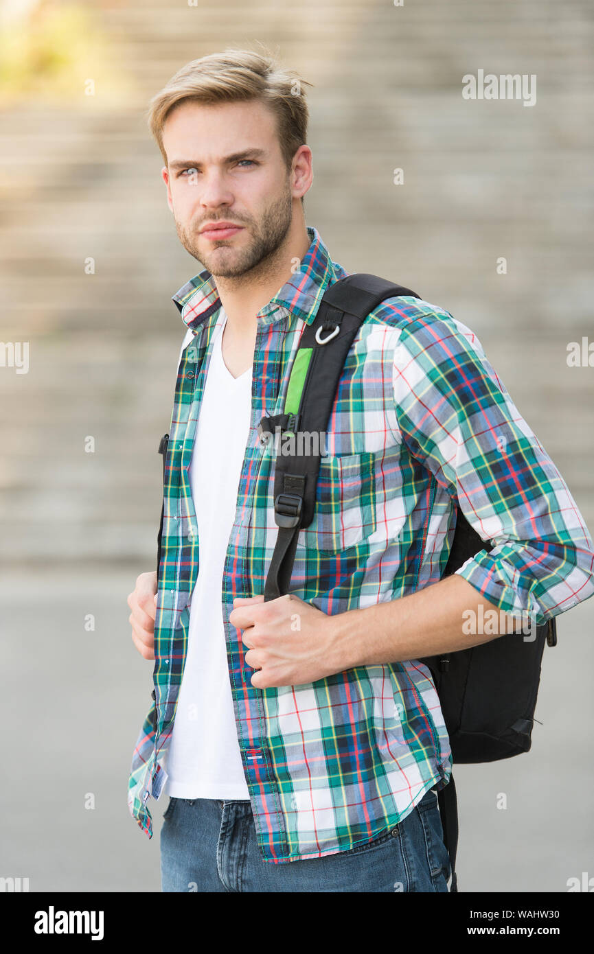 College education. College life. Modern student. College student with ...