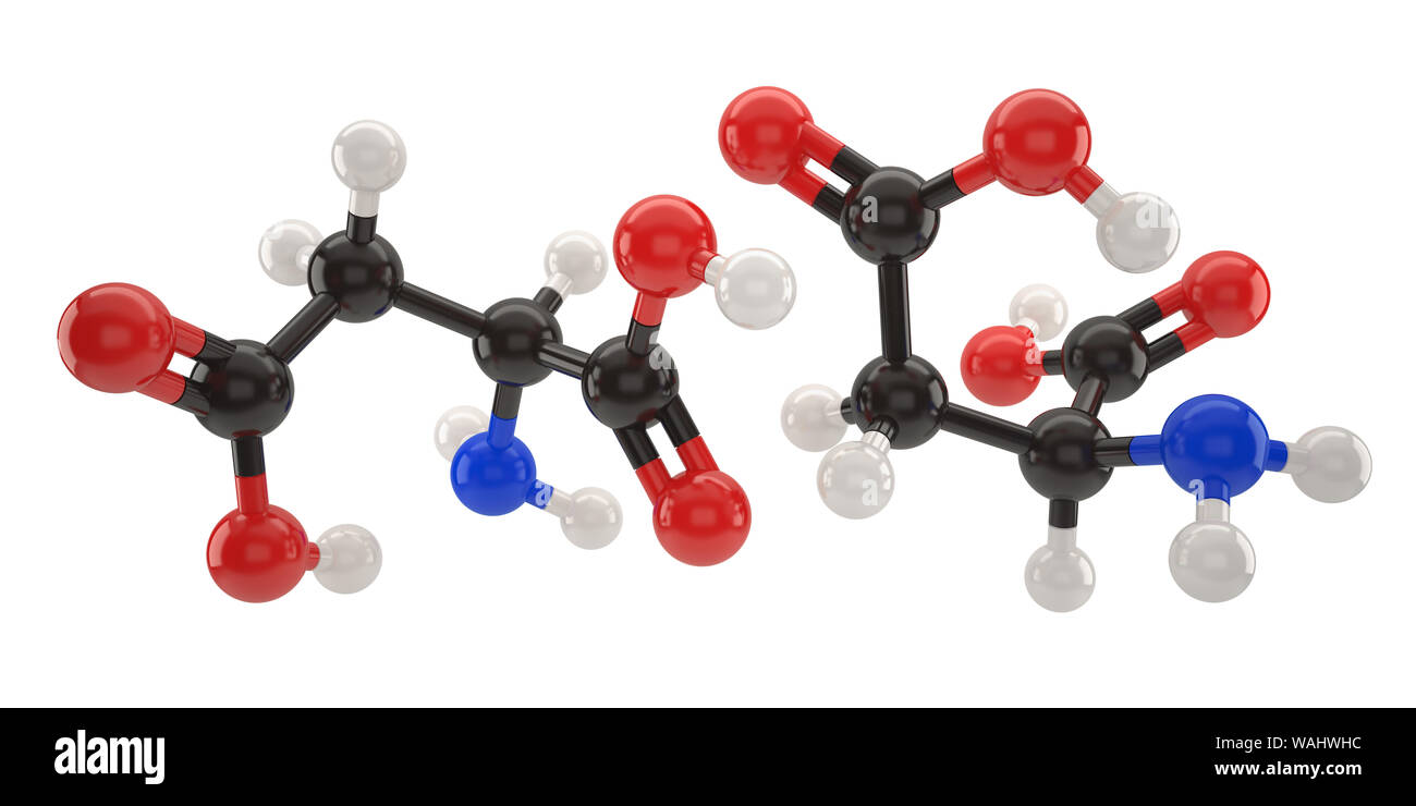 Aspartic acid molecule structure 3d illustration with clipping path ...