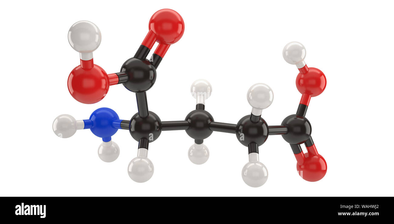 Glutamic acid molecule structure 3d illustration with clipping path ...