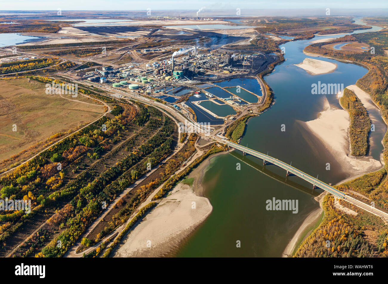 Suncor Oil Sands operation northeast of Fort McMurray, Alberta Canada ...