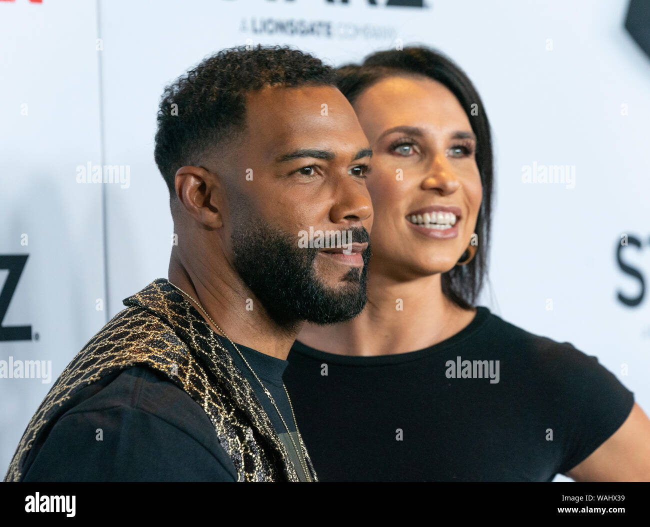 New York, NY - August 20, 2019: Omari Hardwick and Jennifer Pfautch ...