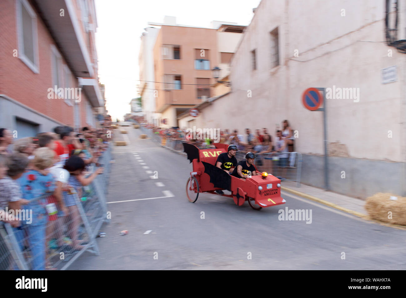 Home made box cart fun at Fiesta time in Spain Stock Photo - Alamy