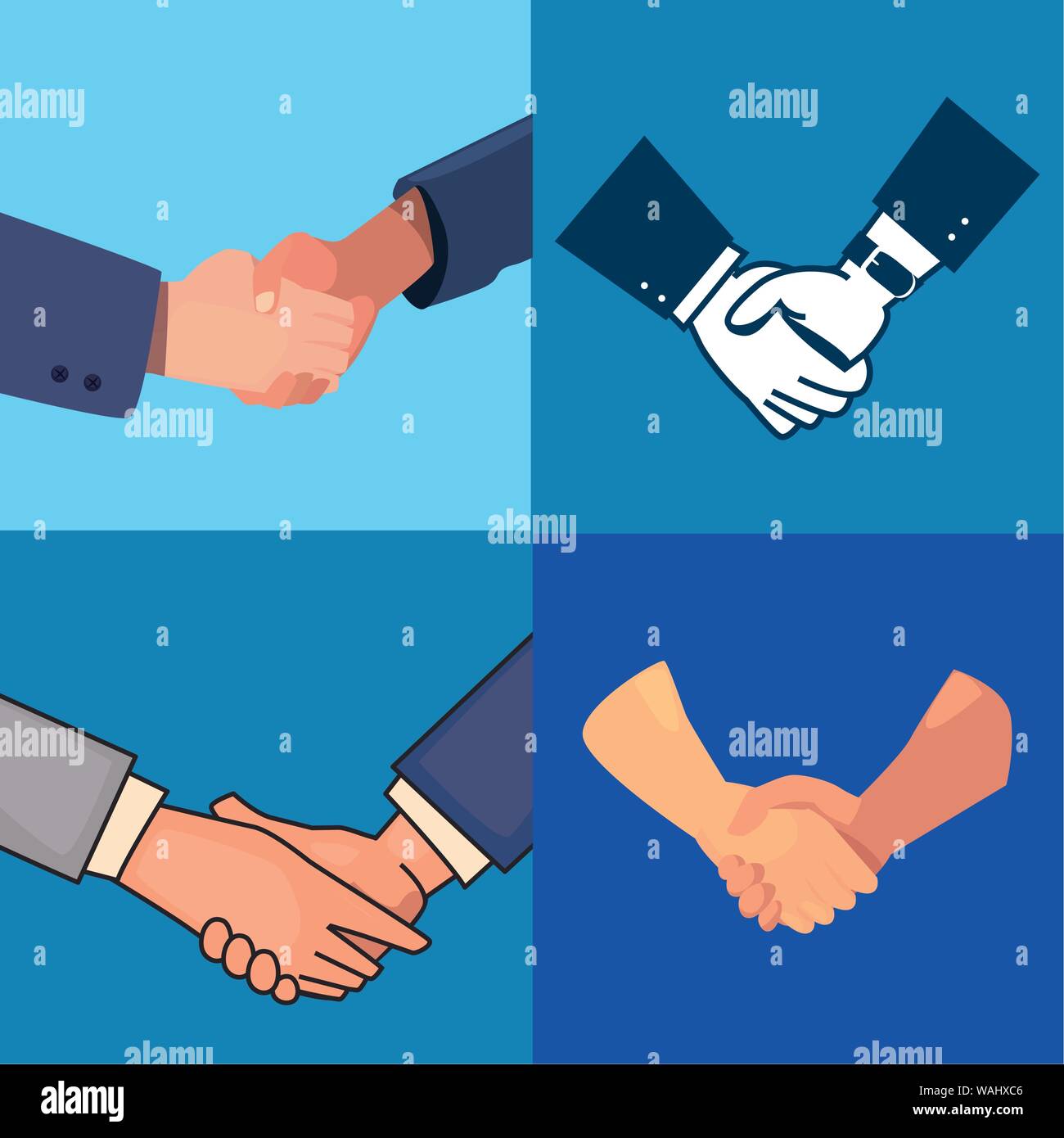 set of differents handshake flat design vector illustration Stock ...