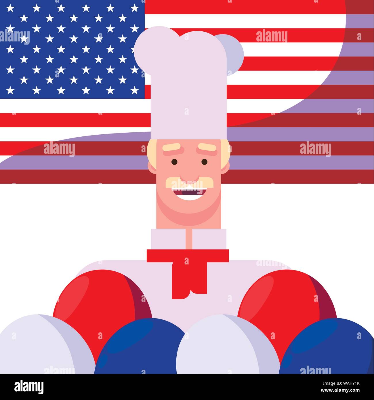 happy labor day - chef american flag balloons vector illustration Stock ...