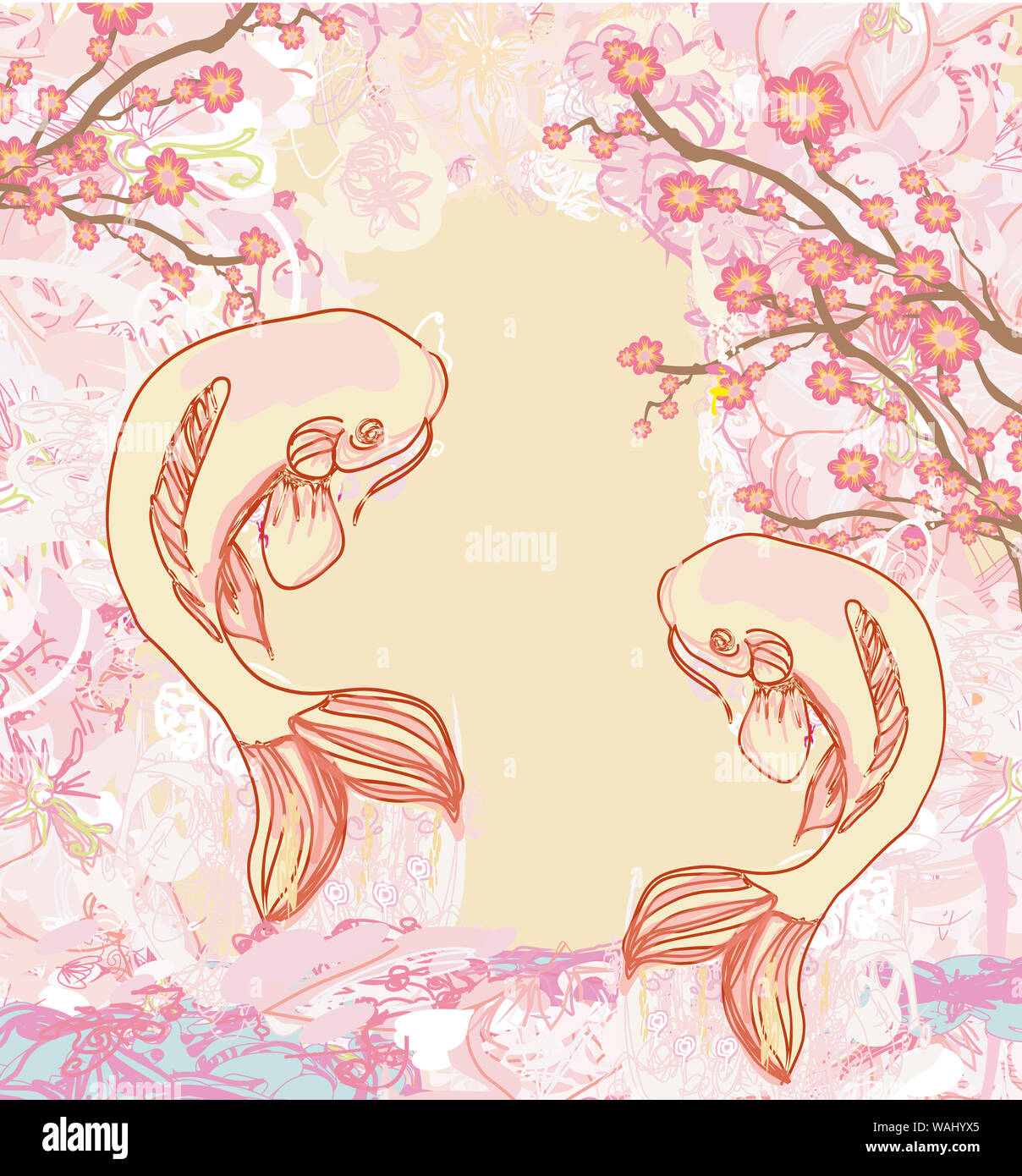 Japanese koi card Stock Photo - Alamy