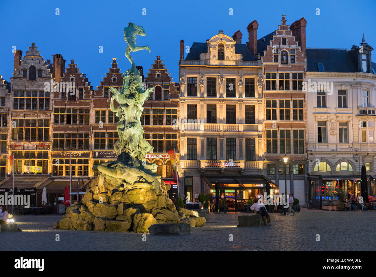 Brabo Fountain and guildhouses Grote Markt Antwerp Belgium Stock Photo ...