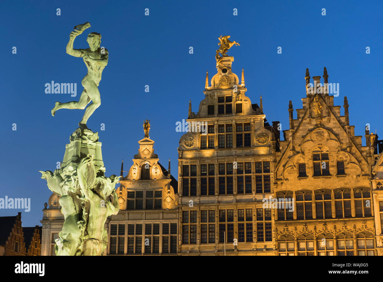 Brabo Fountain and guildhouses Grote Markt Antwerp Belgium Stock Photo ...
