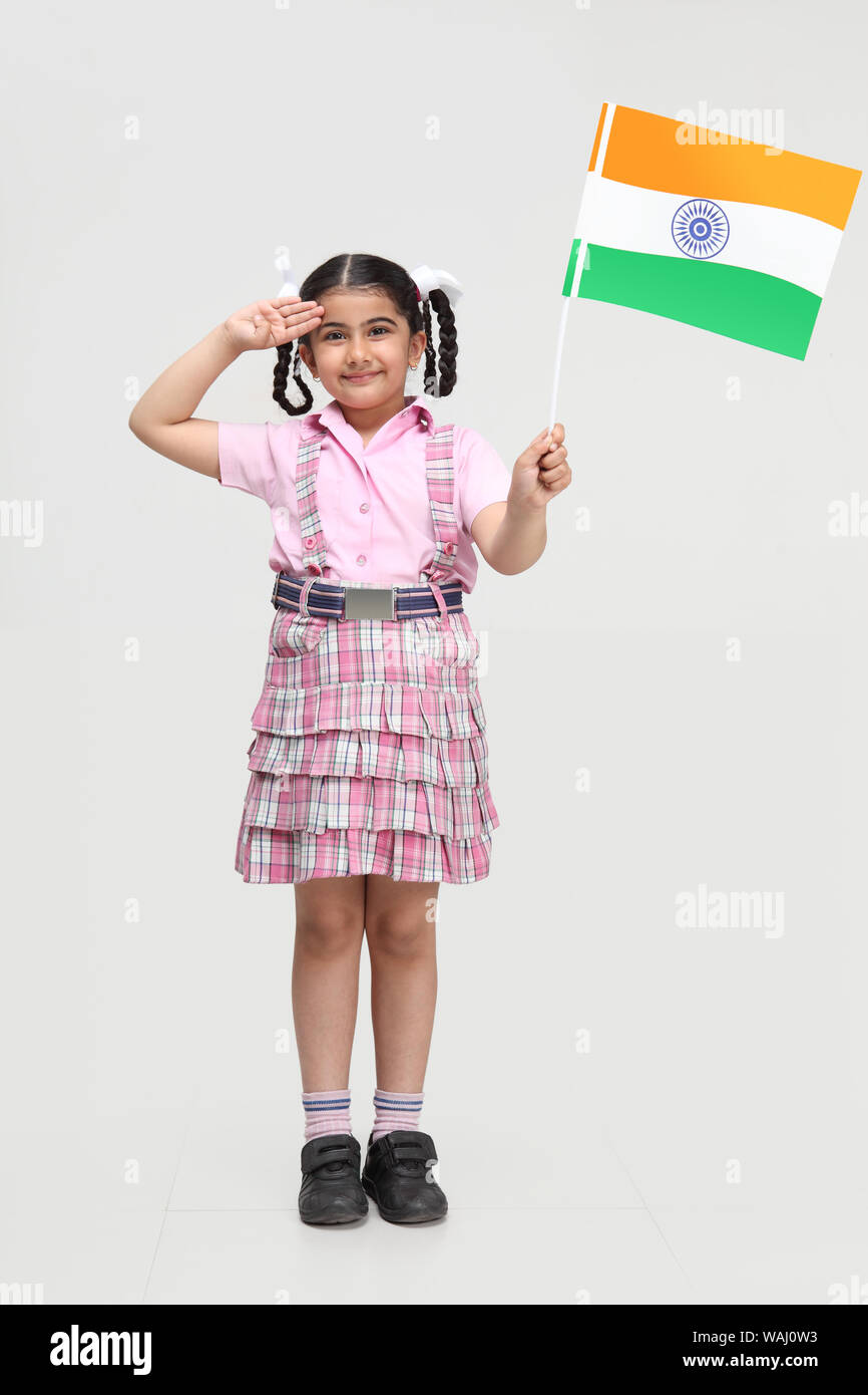 Children saluting flag hi-res stock photography and images - Alamy