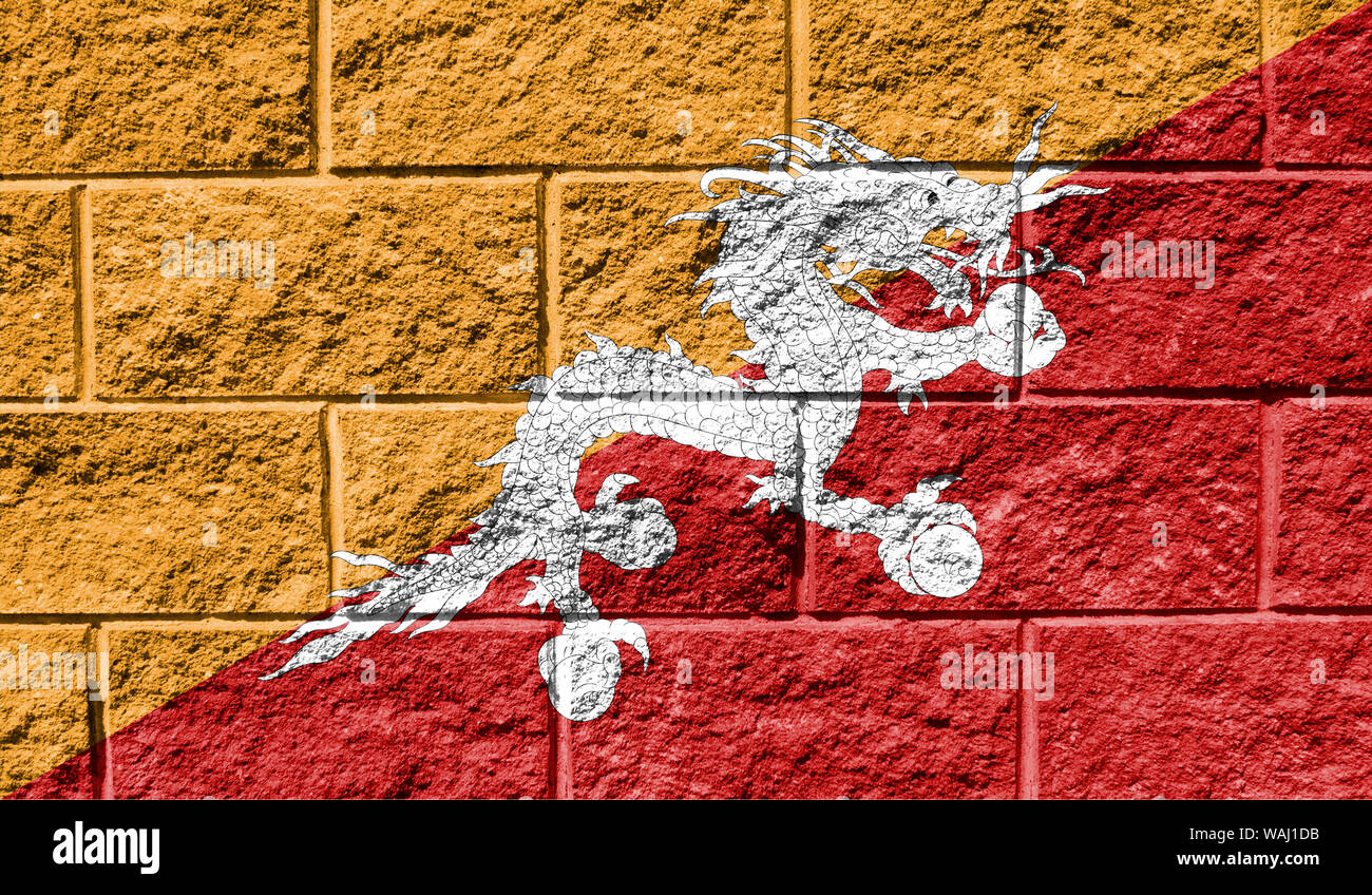 Flag of Butane close up painted on a cracked wall Stock Photo - Alamy