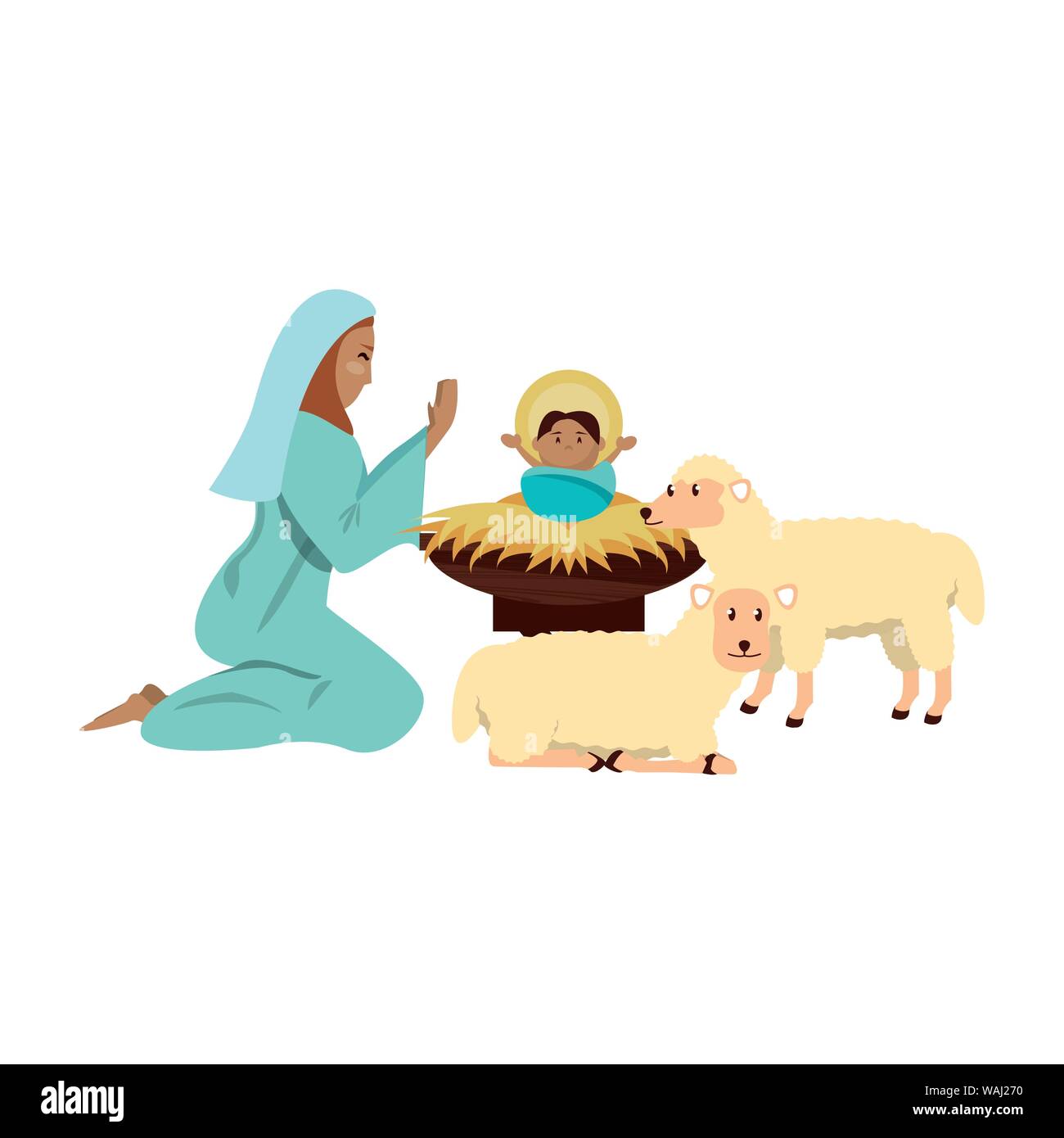 merry christmas nativity christian cartoon Stock Vector Image & Art - Alamy