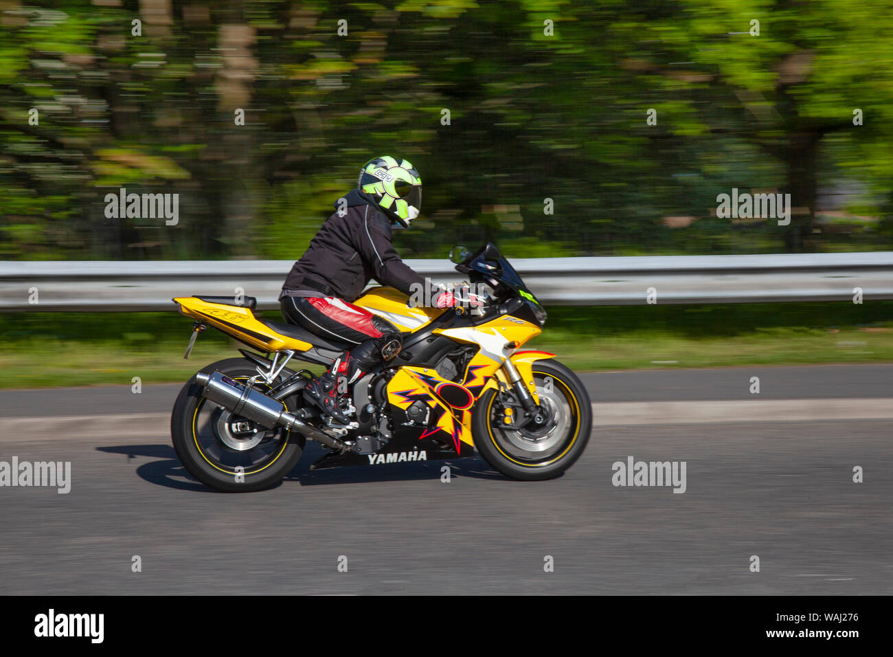 2006 yellow Yamaha Motorbikes YZF R6 05 motorbike en-route to superbike ...