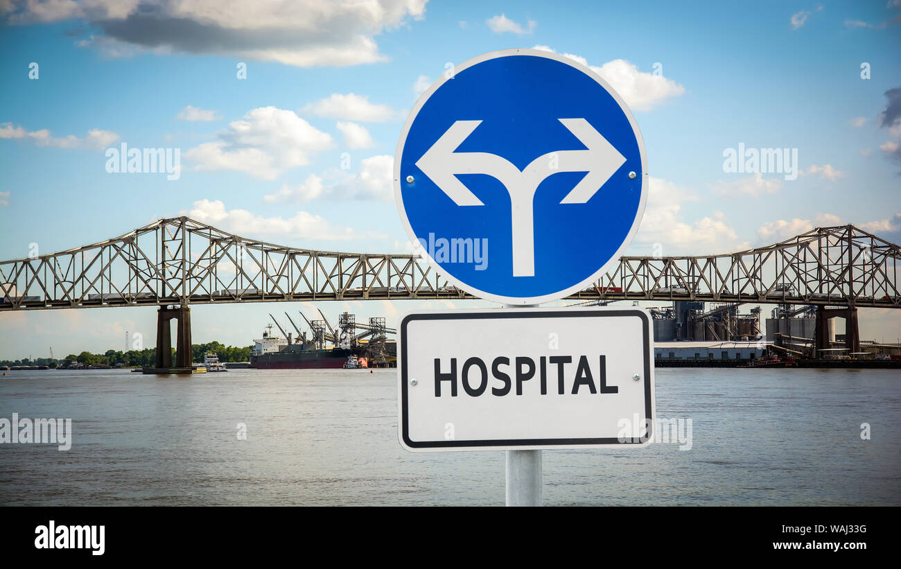 Street Sign the Direction Way to Hospital Stock Photo - Alamy