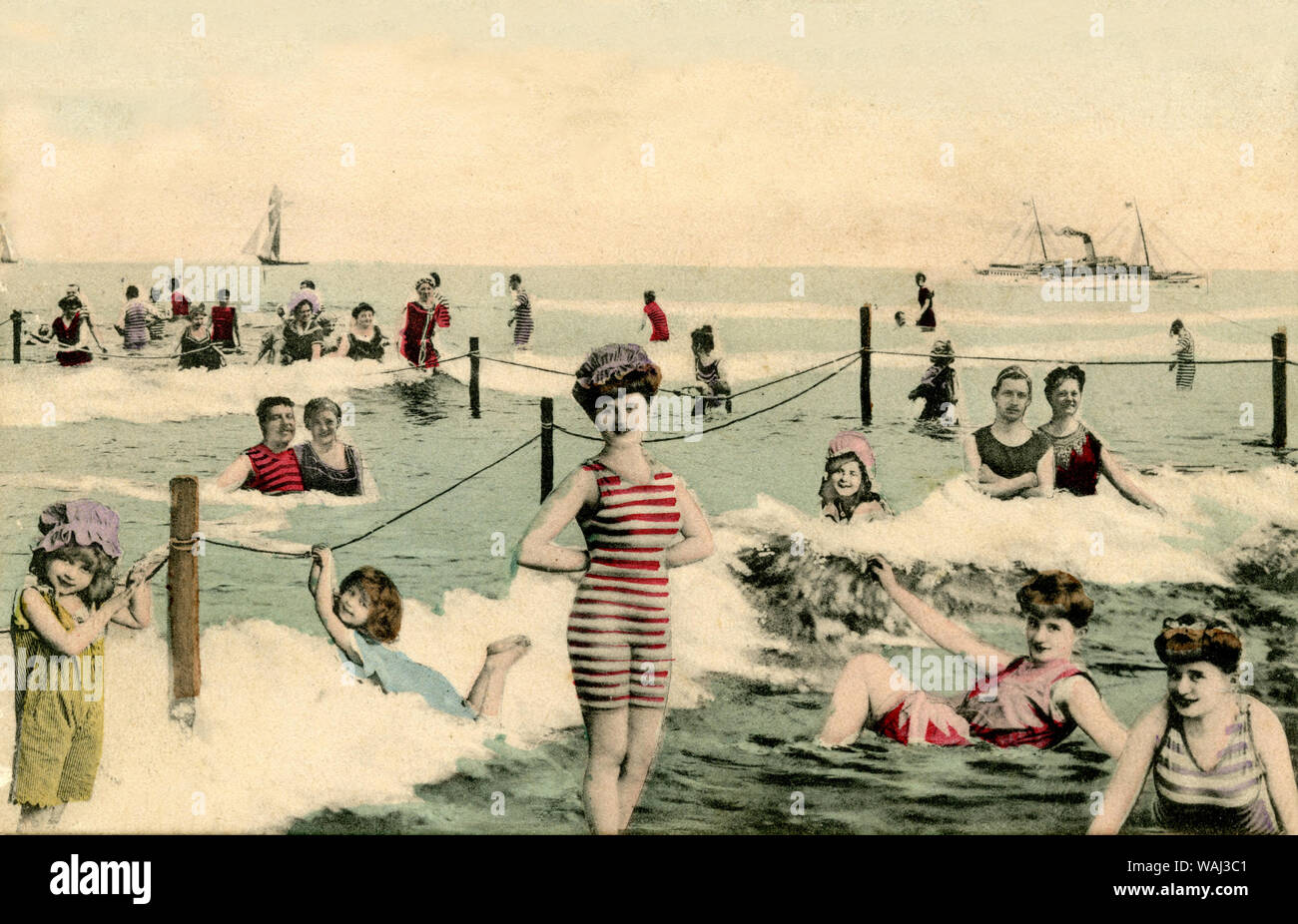 In the family sea bath , (postcard Stock Photo - Alamy