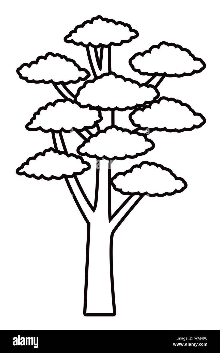 Nature tree park cartoon in black and white Stock Vector Image & Art ...