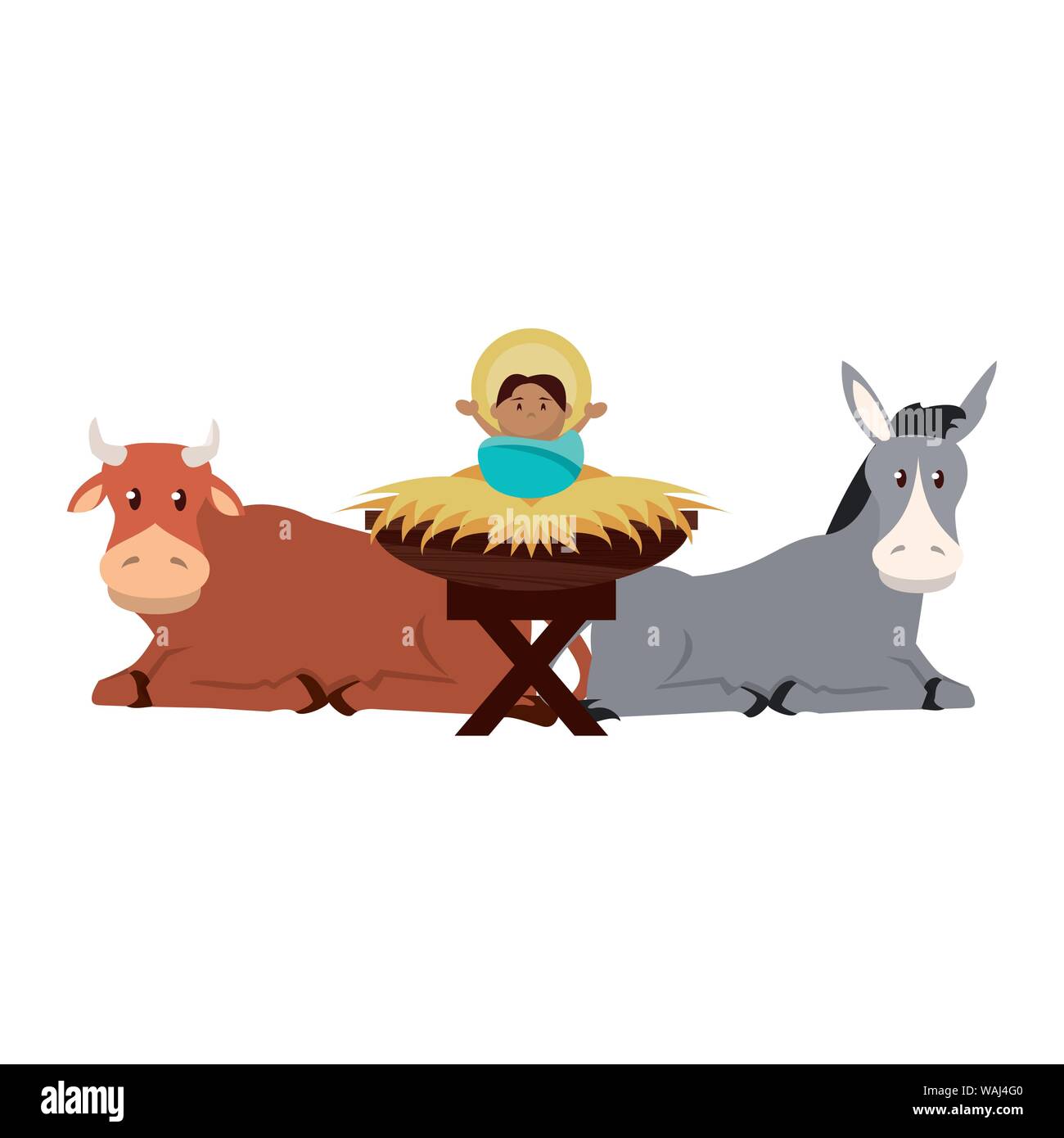 merry christmas nativity christian cartoon Stock Vector Image & Art - Alamy