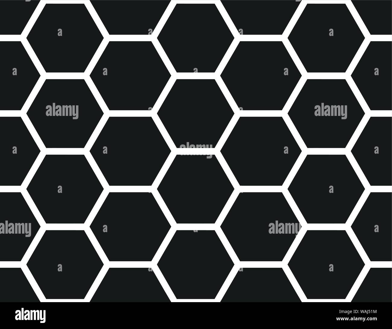 Vector seamless geometric pattern. Shaped white hexagons on black ...