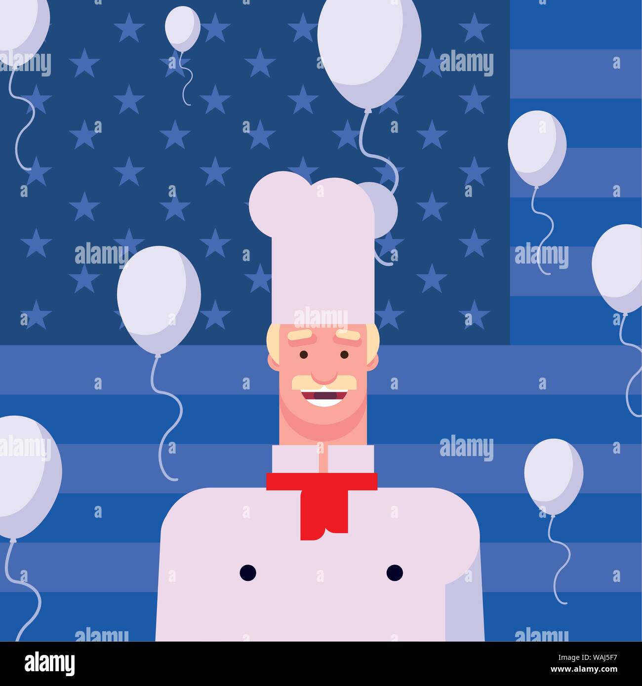 happy labor day - chef employee american flag balloons background ...