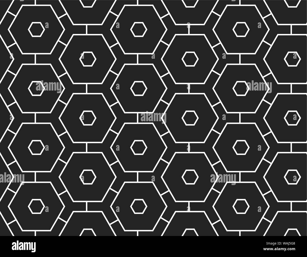Vector seamless geometric pattern. Shaped white and black hexagons and ...
